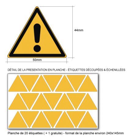 Etiquette adhésif avec pictogramme danger 50mm - Achat en ligne